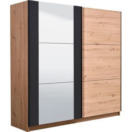 Schwebetürenschrank Inosign "Sardinia" Schränke Gr. B/H/T: 217 cm x 210 cm x 61 cm, 2 St., Komplettausführung, braun (dekor artisan eiche) mit Spiegel und inkl. Inneneinteilung