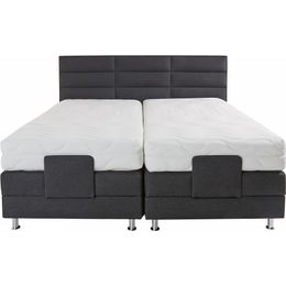 Boxbett, grau (anthrazit), B:214cm L:210cm, Box und Kopfteil: Feinstrukturstoff (77% Polyester und 23% Viskose);Bezug der Obermatratze: 100% Polyester, Westfalia Schlafkomfort, Komplettbetten, Boxspringbett, mit Motor in diversen Ausf&uuml;hrungen