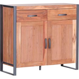 Kommode GUTMANN FACTORY "Alvara" Sideboards Gr. B/H/T: 100 cm x 90 cm x 42 cm, 2 St., grau (natur, anthrazit) mit Rattan Geflecht