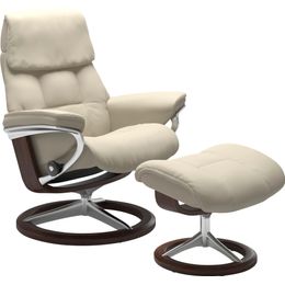 Hocker stressless "Ruby", beige (cream batick), B:53cm H:41cm T:39cm, Leder BATICK: durchgef&auml;rbtes und genarbtes M&ouml;belleder;Leder PALOMA: durchgef&auml;rbtes Semianilin-M&ouml;belleder, Hocker, Hocker, mit Signature Base, Gestell Eiche, Wenge, Braun & Schwarz