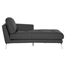 Chaiselongue W.Schillig "softy" Sofas Gr. B/H/T: 106 cm x 79 cm x 168 cm, Longlife Xtra-Leder Z59, Armlehne rechts, grau (graphit z59) mit dekorativer Heftung im Sitz, Füße Chrom glänzend