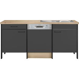 Spülenschrank Optifit "Tokio" Schränke Gr. B/H/T: 192 cm x 90,8 cm x 60 cm, 2 St., Komplettausführung, grau (anthrazit) 192 cm breit, mit Stahlgestell, Vollauszug