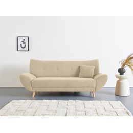 3-Sitzer Home Affaire "Basta", beige (creme), B:205cm H:80cm T:82cm, (100% Polyester) Struktur fein (100% Polyester) Chenille, Sofas
