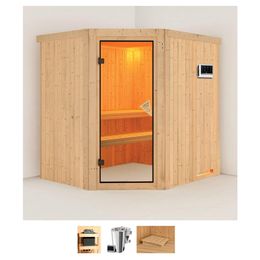 Karibu Sauna "Laila" Saunen 3,6-kW-Bio-Plug & Play Ofen mit externer Steuerung beige (naturbelassen)