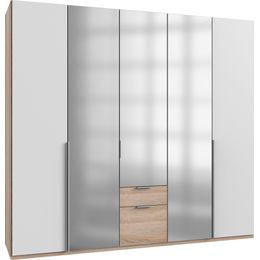 Kleiderschrank wimex "New York" Schränke Gr. B/H/T: 225 cm x 208 cm x 58 cm, 5 St., weiß (struktureichefarben hell,weiß, spiegel) mit Spiegeltür