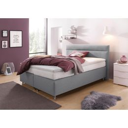 Boxspringbett, grau (strukturstoff grau), ohne LED-Beleuchtung, Liegefl&auml;che B/L: 160cm x 200cm, H3, Bonnell-Federkernmatratze, Bezug Unterbox und Kopfteil: Strukturstoff (77% Polyester und 23% Viskose);Bezug Obermatratze 100% Polyester, waschbar bis 60C, Westfalia Schlafkomfort, Komplettbetten, Boxspringbett, wahlweise mit LED-Beleuchtung