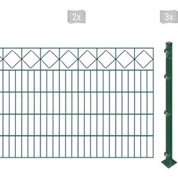 Arvotec Doppelstabmattenzaun "ESSENTIAL 100 zum Aufschrauben "Karo" mit Zierleiste" Zaunelemente Zaunhöhe 100 cm, Zaunlänge 2 - 60 m Gr. H/L: 100cm x 4 m, Pfosten: 3 St., grün (dunkelgrün)