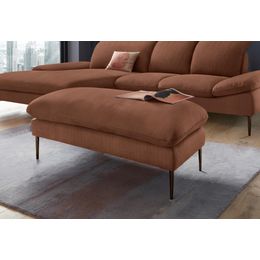 Hocker W.Schillig "enjoy&MORE", braun (copper r66), B:106cm H:45cm T:71cm, Chenille-Flachgewebe R66 (85% Polyester, 15% Nylon), Longlife Xtra-Leder Z59: Glattleder mit modischer Prägung. Hautstärke 0, 9 - 1, 1 mm, Stoff S37 (100% Polyester), Hocker, Füße bronze pulverbeschichtet, Breite 106 cm