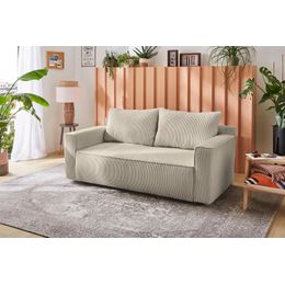 Jockenh&ouml;fer Schlafsofa JOCKENH&Ouml;FER GRUPPE "Ron", grau (grau, beige), B:185cm T:88cm, Korpus: 100% Polyester;Kissen: 100% Polyester, Sofas, Schlafsofa, Platzsparendes Sofa mit G&auml;stebettfunktion, Federkernpolsterung, Topseller