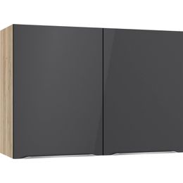 Hängeschrank Optifit "Aken" Schränke Gr. B/H/T: 100 cm x 70,4 cm x 34,6 cm, grau (anthrazit hochglanz, wildeiche nachbildung)