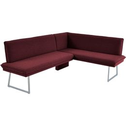 K+w Komfort & Wohnen Eckbank K+W KOMFORT & WOHNEN Sitzbänke Gr. H/T: 86 cm x 60 cm, Flachgewebe Q2 2250, langer Schenkel links, rot (bordeaux) mit Sattlernaht und schmaler Kufe, langer Schenkel rechts oder links