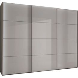 Schwebetürenschrank Wiemann "Kos" Schränke Gr. B/H/T: 246,3 cm x 236 cm x 67 cm, 3 St., grau (havanna, dekor, glas kieselgrau) mit Schattenfuge