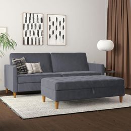 3-Sitzer DOREL HOME "Presley", grau (anthrazit), B:203cm H:83cm T:83cm, Veloursstoff 100% Polyester, Sofas, Sofa mit Bett-Funktion und verstellbarer R&uuml;ckenlehne