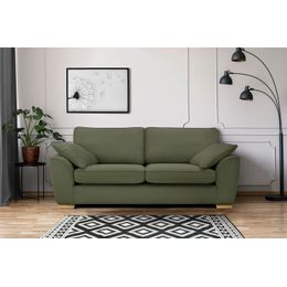 3-Sitzer Home Affaire "Savoy", gr&uuml;n, B:208cm H:95cm T:107cm, Struktur weich (100% Polyester);Struktur fein (100% Polyester), Sofas, gem&uuml;tliches Sofa mit vielen Kissen, in 2 Bezugsqualit&auml;ten