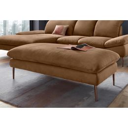 Hocker W.Schillig "enjoy&MORE", braun (chocolate s37), B:151cm H:45cm T:71cm, Chenille-Flachgewebe R66 (85% Polyester, 15% Nylon), Longlife Xtra-Leder Z59: Glattleder mit modischer Prägung. Hautstärke 0, 9 - 1, 1 mm, Stoff S37 (100% Polyester), Hocker, Füße bronze pulverbeschichtet, Breite 151 cm