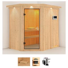 Karibu Sauna "Swantje" Saunen 3,6-kW-Bio-Plug & Play Ofen mit externer Steuerung beige (naturbelassen)