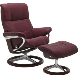 Fußhocker stressless "Mayfair" Hocker Gr. B/H/T: 55 cm x 41 cm x 39 cm, Leder BATICK, Signature Base Braun, rot (bordeaux batick) mit Signature Base, Gestell Braun