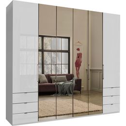 Falttürenschrank Wiemann "Kansas" Schränke Gr. B/H/T: 250 cm x 217 cm x 58 cm, 4 St., weiß (weiß, weißglas und spiegel) Drehtürenschrank Schränke mit Spiegel Glas