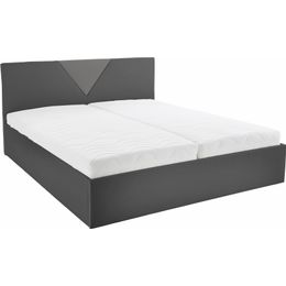 Polsterbett "Malibu", grau (anthrazit, grau), B:212cm L:212cm, Bezug Bett: Kunstleder;Bonnell-Federkernmatratze: 51% Polypropylen, 39% Polyester und 10% Baumwolle;Kaltschaummatratze: 100% Polyester, Bezug abnehm- und waschbar bis 60C, Westfalia Schlafkomfort, Betten, inkl. Bettkasten bei Ausführung mit Matratze