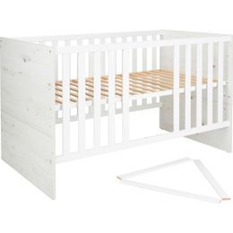 Kinderbett Arthur Berndt "Kinderbett »Lavea« 70 x 140 cm", Baby, Gr. Liegefläche B/L: 70 x 140, kein Härtegrad, weiß (weiß, oak, nachbildung, weiß, oak, nachbildung, weiß, oak, nachbildung), Betten
