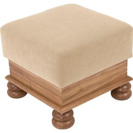 Hocker Max Winzer "Texas" Gr. B/H/T: 53cm x 44cm x 53cm, Stoff, beige (sand) mit dekorativem Holzgestell