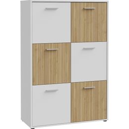 Highboard FORTE Sideboards Gr. B/H/T: 93,5 cm x 139,9 cm x 40 cm, weiß (weiß, lamela eiche hell)