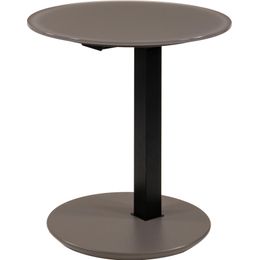 Beistelltisch VIERHAUS "Asele" Tische Gr. B/H/T: 50 cm x 76 cm x 50 cm, schwarz Couchtisch Runde Couchtische höhenverstellbar, Glasplatte beige-grau lackiert