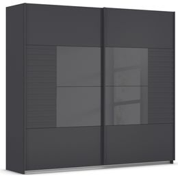 Schwebetürenschrank Rauch "Ruga" Schränke Gr. B/H/T: 226 cm x 210 cm x 62 cm, 2 St., grau (graumetallic, glas basalt) in moderner Lamellen-Optik, mit Glasauflagen