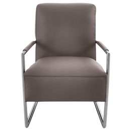 K+w Komfort & Wohnen Cocktailsessel K+W KOMFORT & WOHNEN, braun (sattel), B:62cm H:77cm T:83cm, Sessel, Cocktailsessel, mit bezogenen Armlehnen, Gestell in Metall Edelstahloptik