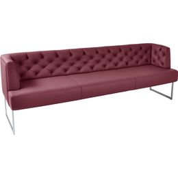 K+w Komfort & Wohnen Polsterbank K+W KOMFORT & WOHNEN "Creso" Sitzbänke Gr. B/H/T: 222 cm x 83 cm x 67 cm, rot (rubin) im modernen Chesterfield-Look, Füße in Edelstahl-Optik