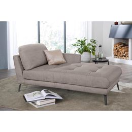 Chaiselongue W.Schillig "softy", grau (stone r66), B:106cm H:79cm T:168cm, Chenille-Flachgewebe R66 (85% Polyester, 15% Nylon), Velourgewebe V41 (100% Polyester), Longlife Xtra-Leder Z59: Glattleder mit modischer Prägung. Hautstärke 0, 9 - 1, 1 mm, Sofas, mit dekorativer Heftung im Sitz, Füße schwarz pulverbeschichtet