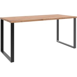 Schreibtisch wimex "Home Desk" Tische Gr. B/H/T: 159cm x 75cm x 70cm, beige (sw/plankenei + schwarz plankeneiche nachbildung) Mit Metallkufen, in 3 Breiten