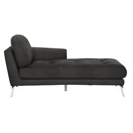 Chaiselongue W.Schillig "softy" Sofas Gr. B/H/T: 106 cm x 79 cm x 168 cm, Chenille-Flachgewebe R66, Armlehne rechts, grau (anthracite r66) mit dekorativer Heftung im Sitz, Füße Chrom glänzend