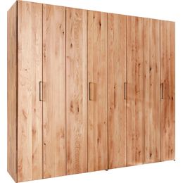 Falttürenschrank Home Affaire "Chamara" Schränke Gr. B/H/T: 246 cm x 218 cm x 65 cm, 4-türig mit Holz, 4 St., Basisausführung, beige (natur) Drehtürenschrank Kleiderschrank in unterschiedlichen Schrankbreiten erhältlich, massives Eichenholz