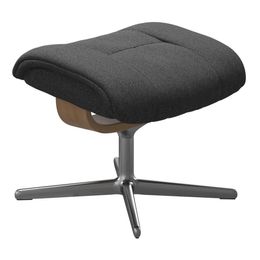 Fußhocker stressless "Mayfair" Hocker Gr. B/H/T: 55 cm x 41 cm x 39 cm, ROHLEDER Stoff Q2 FARON, Cross Base Eiche, grau (dark grey q2 faron) mit Cross Base, Größe S, M & L, Holzakzent Eiche