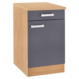 Spülenschrank Optifit "Odense" Schränke Gr. B/H/T: 50 cm x 85 cm x 60 cm, 1 St., grau (anthrazit, buche) 50 cm breit, mit Tür und Schubkasten, 28 mm starker Arbeitsplatte