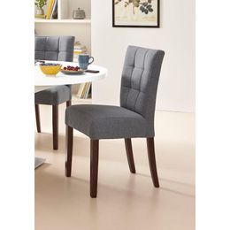 4-Fußstuhl Home Affaire "Talia", grau (hellgrau, buchefarben), B:48cm H:92cm T:60cm, 100% Polyurethan, Stühle