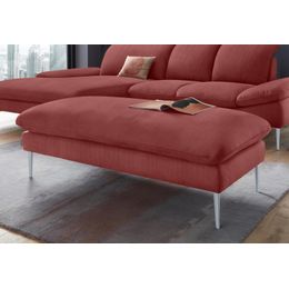 Hocker W.Schillig "enjoy&MORE", rot (rot r66), B:151cm H:45cm T:71cm, Chenille-Flachgewebe R66 (85% Polyester, 15% Nylon), Longlife Xtra-Leder Z59: Glattleder mit modischer Prägung. Hautstärke 0, 9 - 1, 1 mm, Stoff S37 (100% Polyester), Hocker, Füße silber matt, Breite 151 cm