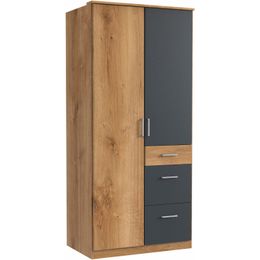 Kleiderschrank wimex "Click" Schränke Gr. B/H/T: 90 cm x 199 cm x 58 cm, 2 St., grau (plankeneichefarben, graphit) Drehtürenschrank Kleiderschrank Schränke ohne Spiegel