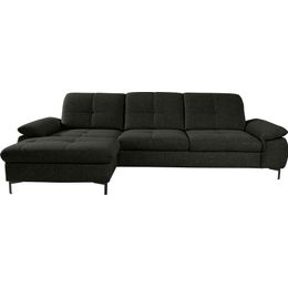 Ecksofa Alina "Melina", schwarz (schwarz tta 10), B:274cm H:100cm T:203cm, Struktur TTA (100% Polyester), Sofas, Ecksofa, In 2 Breiten, Wahlweise mit und ohne Bettfunktion