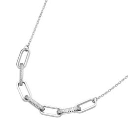 Collier Giorgio Martello MILANO "Mittelteil mit Zirkonia, Silber 925" Halsketten Gr. 45 cm, Silber 925 (Sterlingsilber), weiß Damen