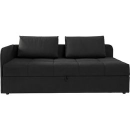 Schlafsofa Alina "Marla", grau (anthrazit eqe 139), B:205cm H:73cm T:95cm, Chenille EQE (100% Polyester), Sofas, Schlafsofa, inkl. Stauraum & 2 R&uuml;ckenkissen, Armlehne wahlweise links oder rechts