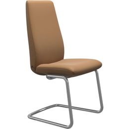 Polsterstuhl stressless "Laurel", braun (taupe paloma, chrom glänzend), B:53cm H:105cm T:60cm, Leder PALOMA: PALOMA ist ein durchgefärbtes Semianilin-Möbelleder mit natürlicher Narbung., Stühle, High Back, Größe L, mit Beinen aus Stahl in Chrom glänzend