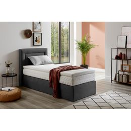 Boxspringbett, grau (anthrazit), B:105cm L:210cm, Westfalia Schlafkomfort, Komplettbetten, Boxspringbett, wahlweise mit Bettkasten und Topper
