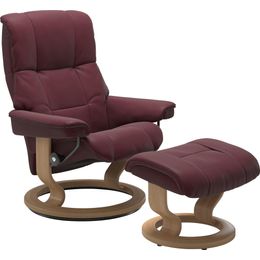 Fußhocker stressless "Mayfair" Hocker Gr. B/H/T: 55 cm x 38 cm x 39 cm, Leder BATICK, Classic Base Eiche, rot (bordeaux batick) mit Classic Base, Gestell Eiche