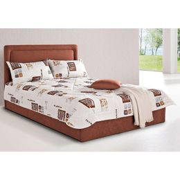 Polsterbett, braun, B:110, Bezug Bett: Mikrofaser (100% Polyester), Bonnell-Federkernmatratze: Mischgewebe (51% Polyprophlen, 39% Polyester, 10% Baumwolle), Kaltschaummatratze: Frottee (100% Polyester), Bezug abnehm- und waschbar bis 60C, Westfalia Schlafkomfort, Betten, inkl. Bettkasten bei Ausführung mit Matratze