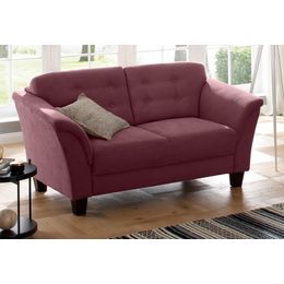 2-Sitzer Home Affaire "Trondheim", lila (chianti), B:166cm H:89cm T:90cm, Struktur fein (100% Polyester);Flachgewebe (100% Polyester);Luxus-Microfaser (90% Polyester, 10% Polyamid), Sofas, mit Federkern, Knopfheftung im R&uuml;cken, F&uuml;&szlig;e Buche