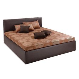 Polsterbett, braun, B:112cm L:212cm, Bezug Bett: Kunstleder;Bonnell-Federkernmatratze: Baumwoll-Mischgewebe (51% Polypropylen, 39% Polyester, 10% Baumwolle);Kaltschaummatratze: 100% Polyester, Bezug abnehm- und waschbar bis 60C Polyester), Westfalia Schlafkomfort, Betten, mit Bettkasten
