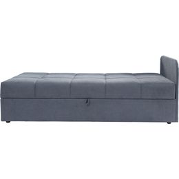 Schlafsofa Alina "Marla", blau (denimblau eqe 16), B:205cm H:73cm T:91cm, Chenille EQE (100% Polyester), Sofas, Schlafsofa, inkl. Stauraum, Armlehne wahlweise links ode rechts