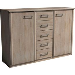 Kombikommode Wiemann "Meran" Sideboards Gr. B/H/T: 125 cm x 89 cm x 37 cm, 5, beige (eiche, sägerau) vormontiert